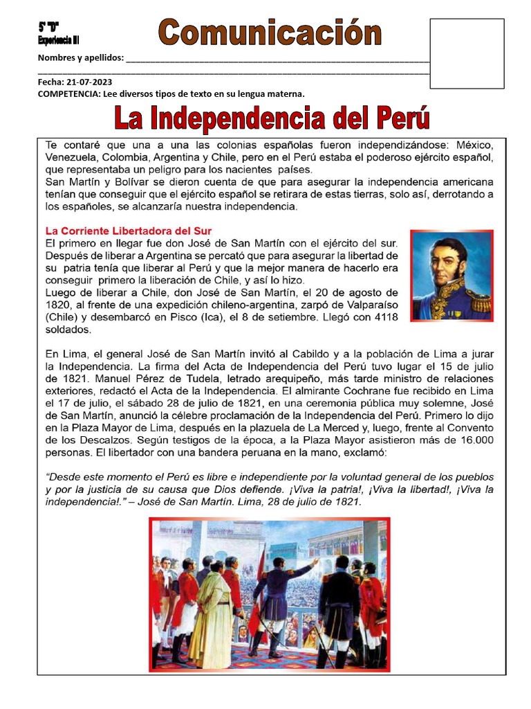 Independencia Del Perú | PDF