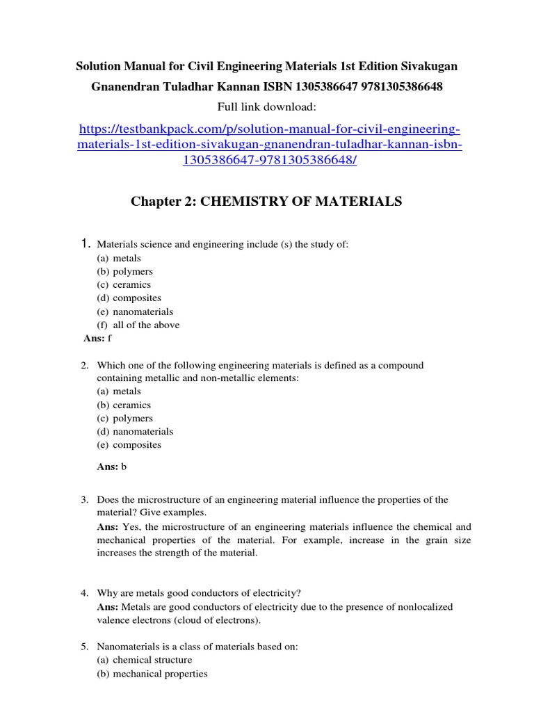 Civil Engineering Materials Solutions Manual | PDF | Ceramics ...