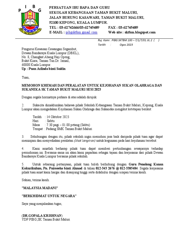 Surat Mohon DBKL | PDF