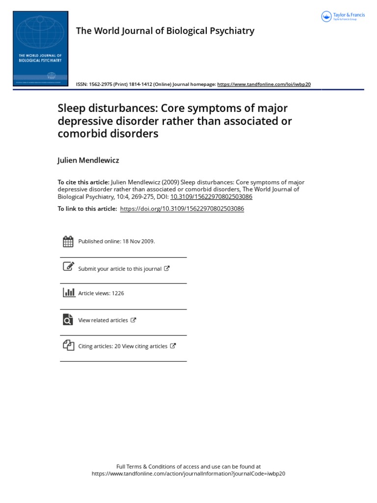 Sleep Disturbances in Depression | PDF | Sleep Disorder | Major ...