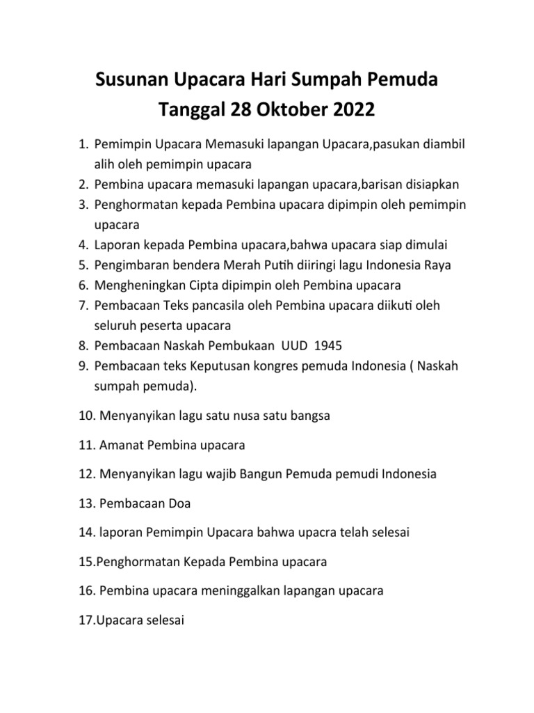 Tata Upacara Sumpah Pemuda | PDF | Perjalanan
