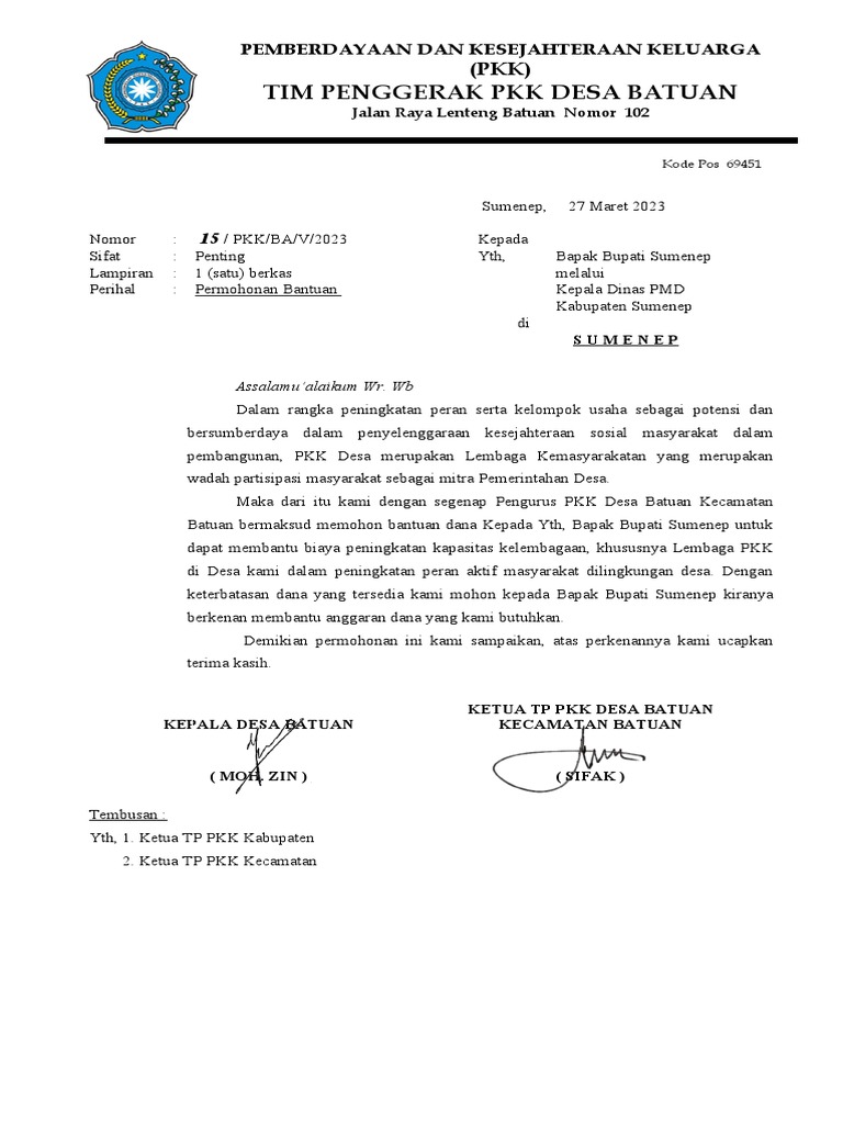 Proposal PKK Desa Batuan 2023 | PDF