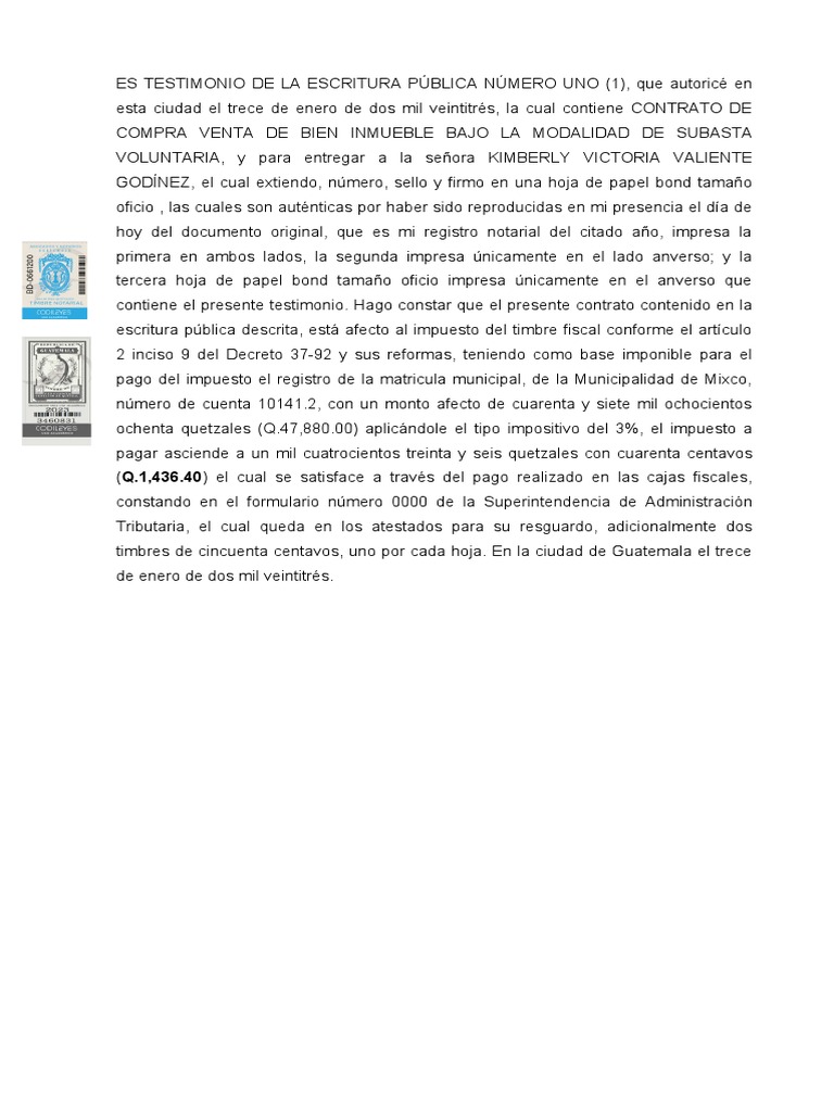 Testimonio Presentacion Al Registro de La Propiedad | PDF