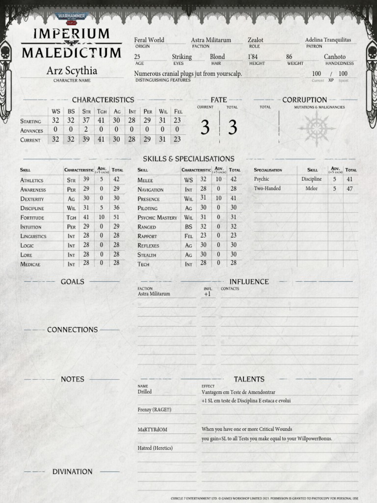 IM Character Sheet Form Fillable 230323 | PDF | Military | Military Science