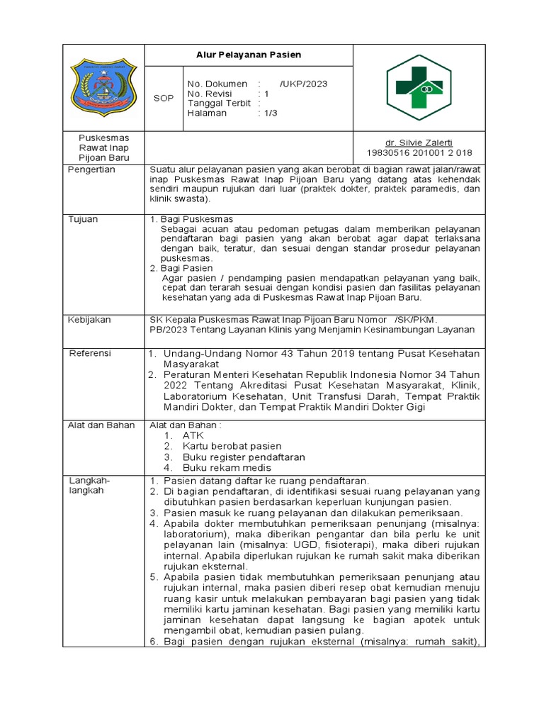 Sop Alur Pelayanan Pasien | PDF