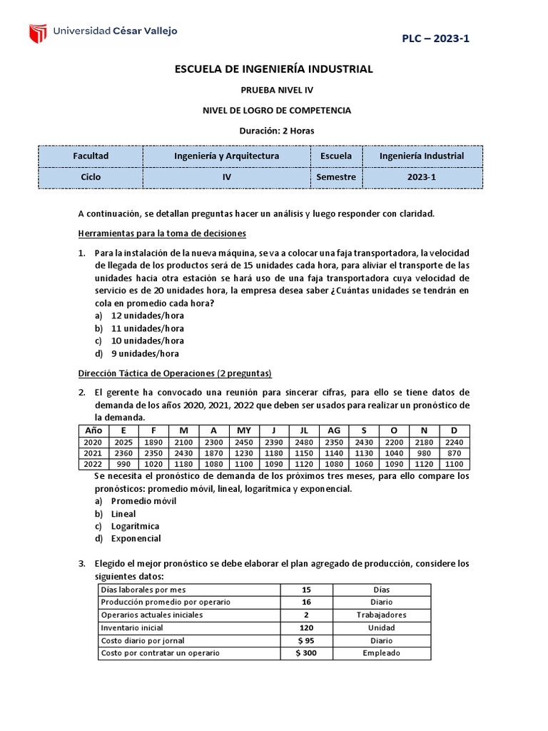 Prueba de Logro de Competencia - Nivel IV | PDF | Colchón