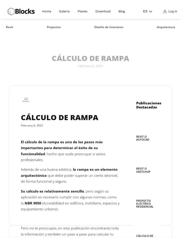 CÁLCULO DE RAMPA - Blocks | PDF | Autodesk Revit | Porcentaje
