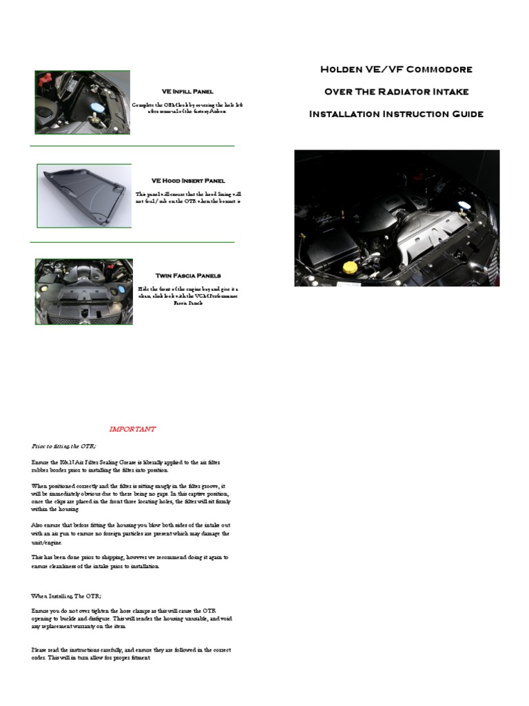 VE VF VCM OTR Fitting Instructions JHP | PDF | Screw | Manufactured Goods