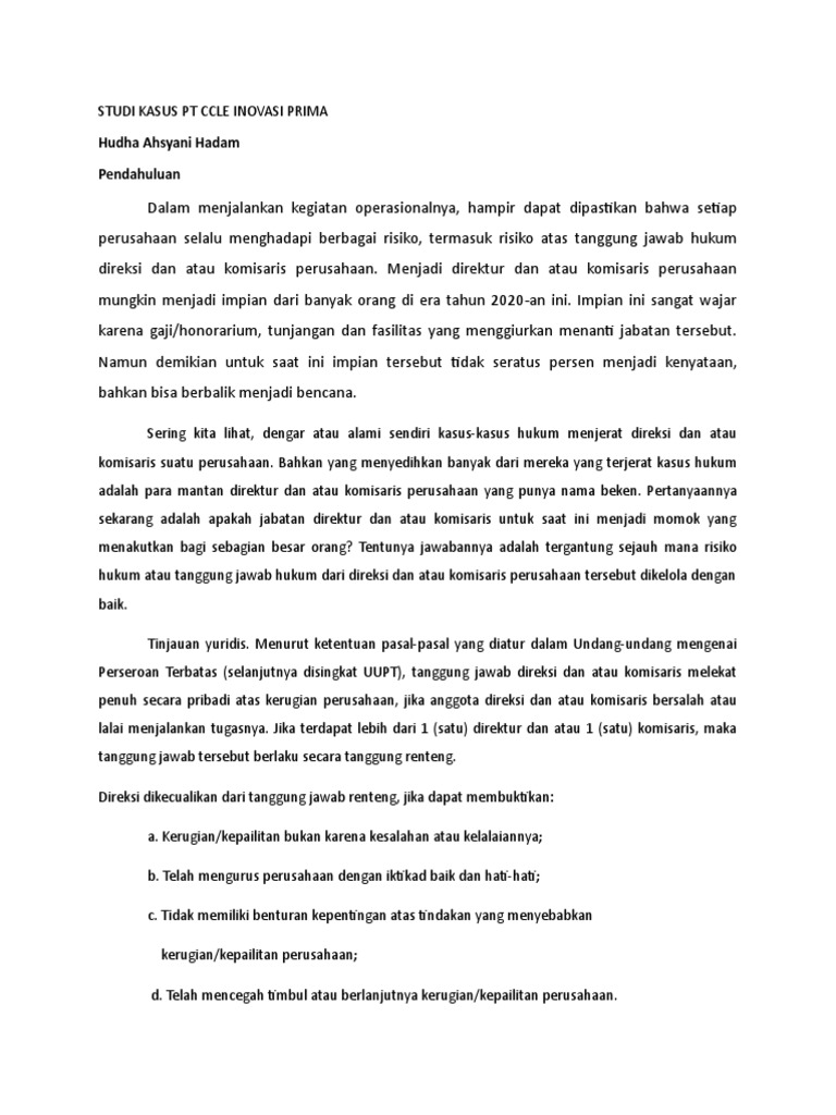 Studi Kasus PT Ccle Inovasi Prima | PDF