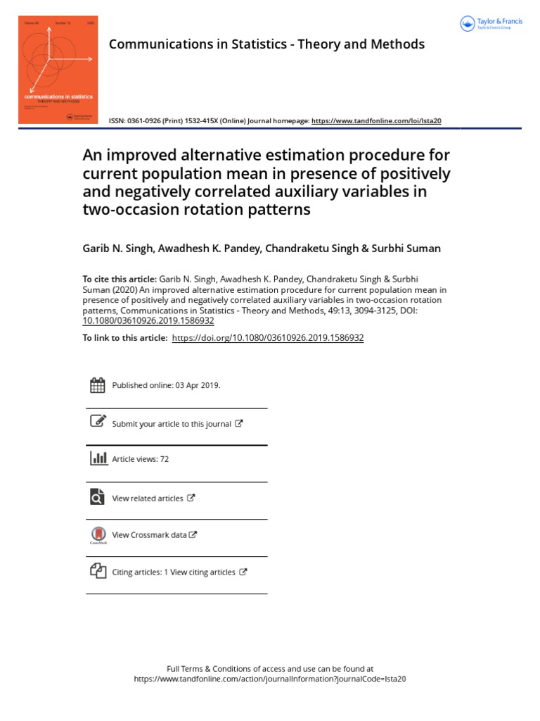 An Improved Alternative Estimation Procedure For Current Population