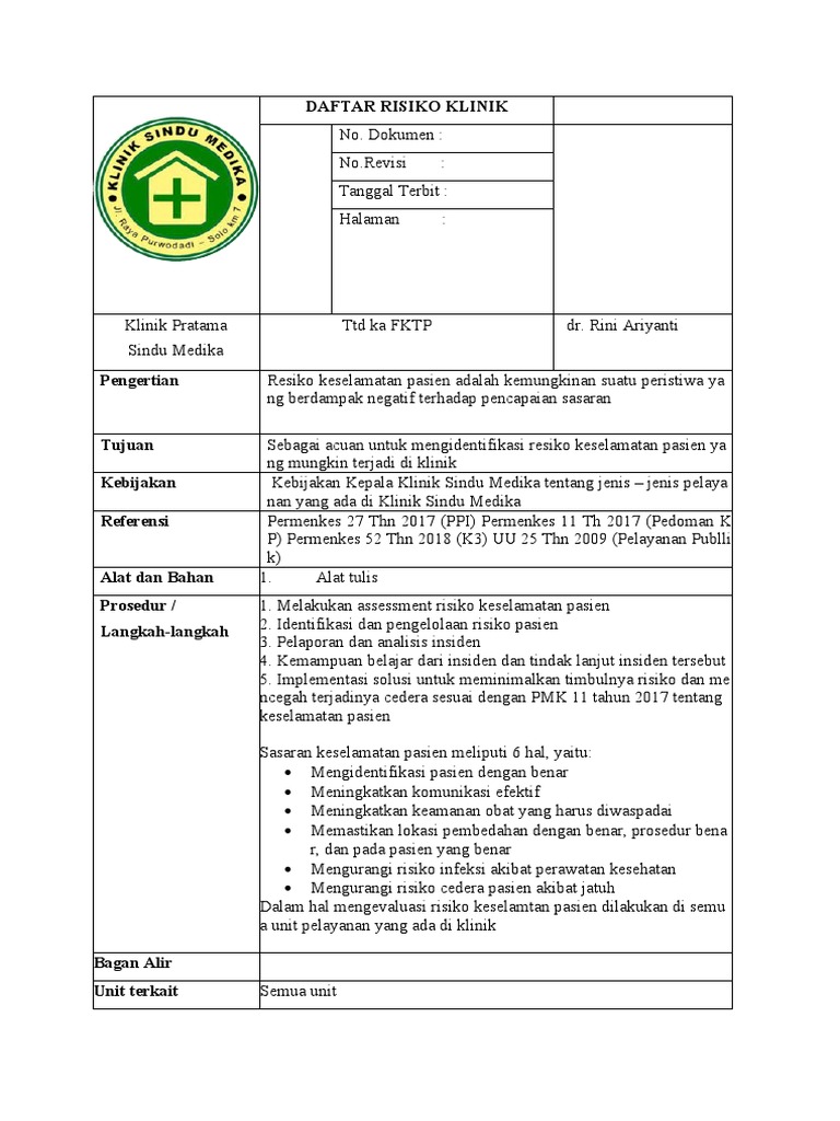 Daftar Risiko Klinik | PDF | Sains & Matematika