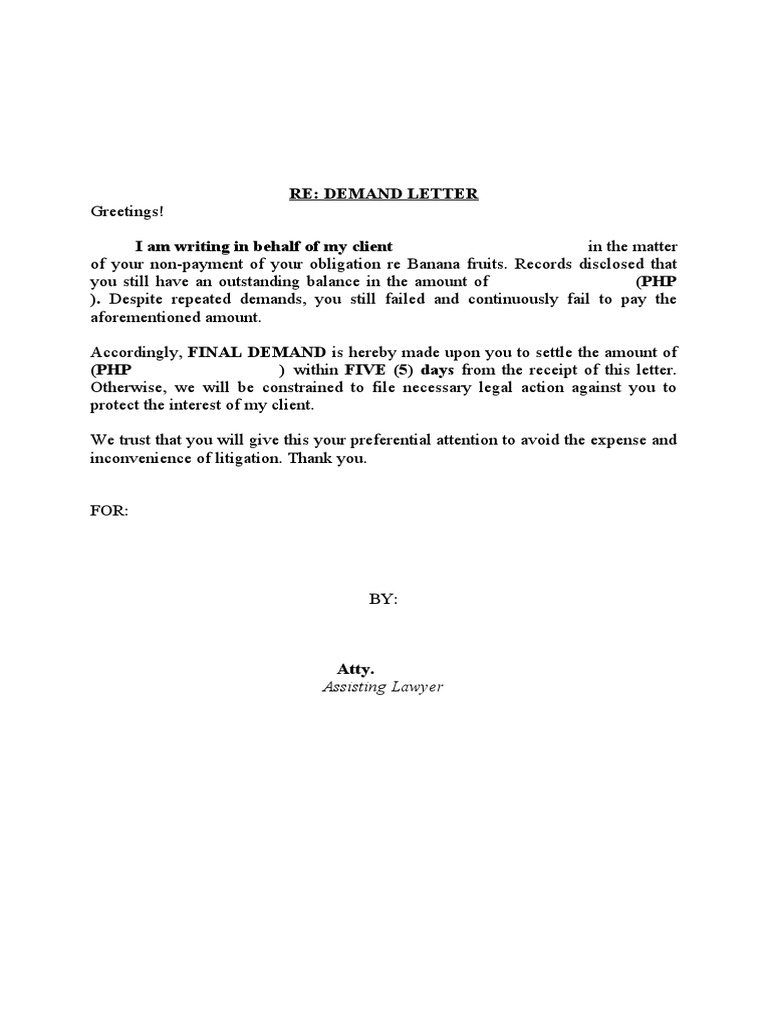 Final Demand Letter for Payment | PDF