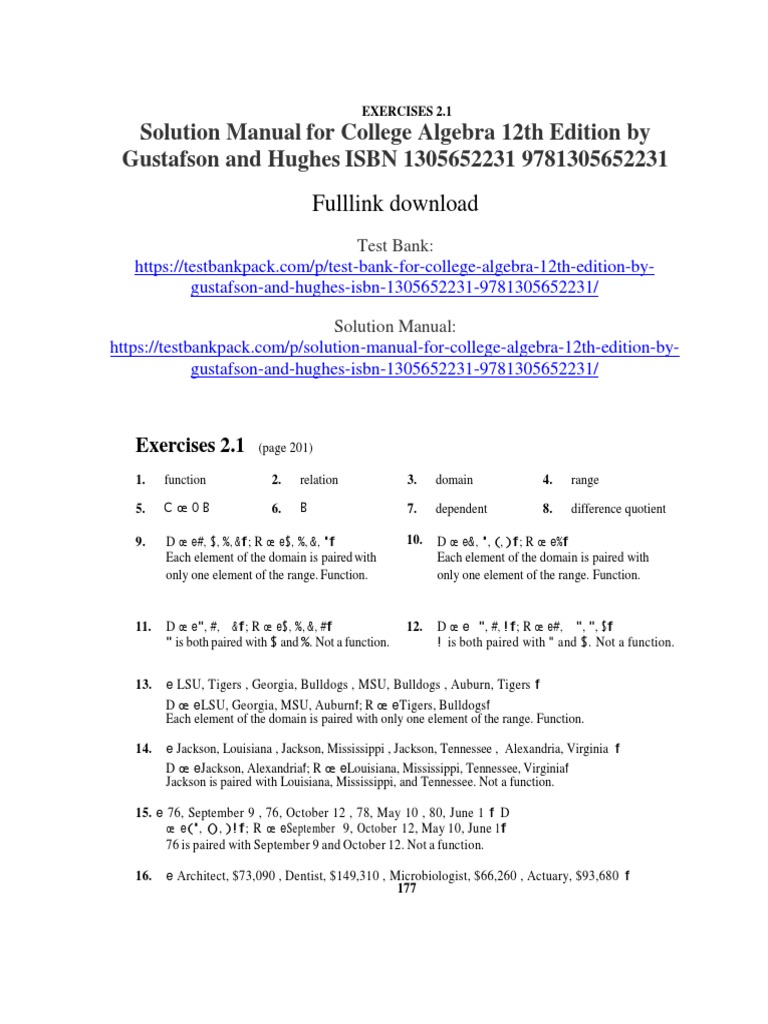 College Algebra 12th Edition by Gustafson and Hughes ISBN Solution ...