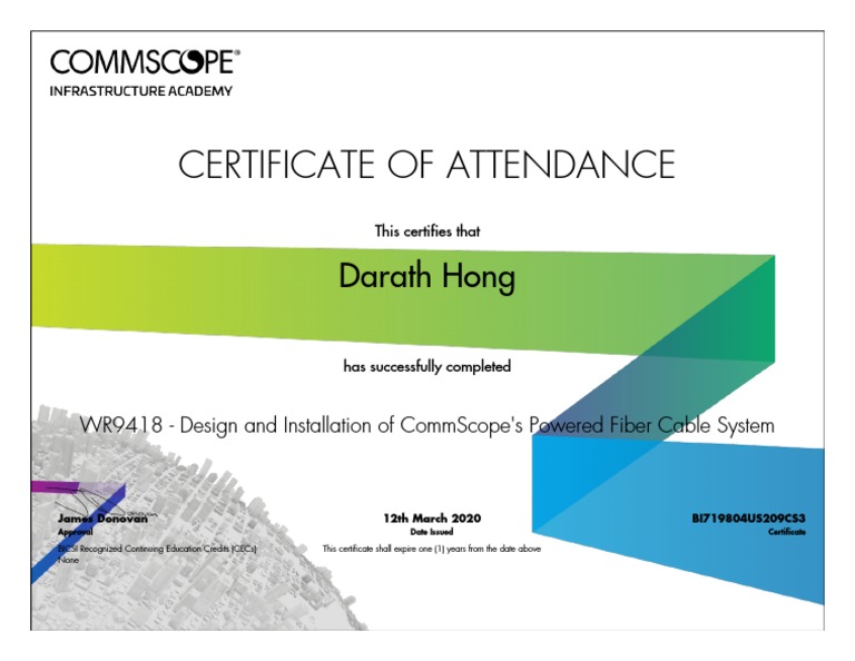 CommScope Powered Fiber Cable Training Certificate | PDF