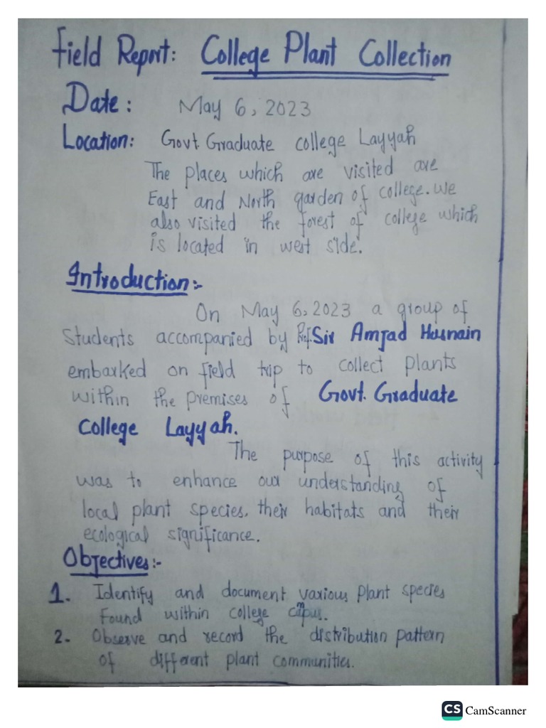 Field Report 5 Semester Botany Pdf