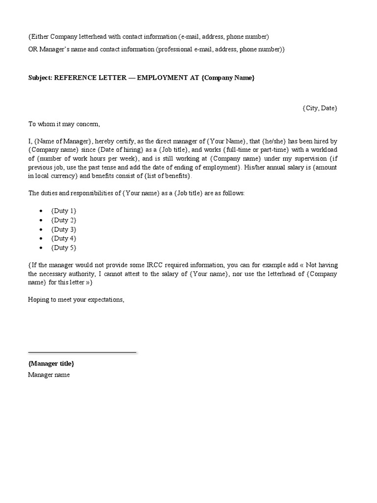 Employment Reference Letter Sample | PDF