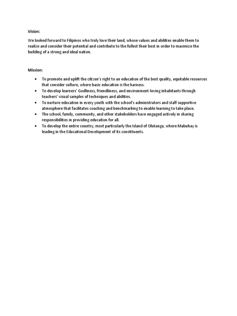 School Mission Vision Pdf