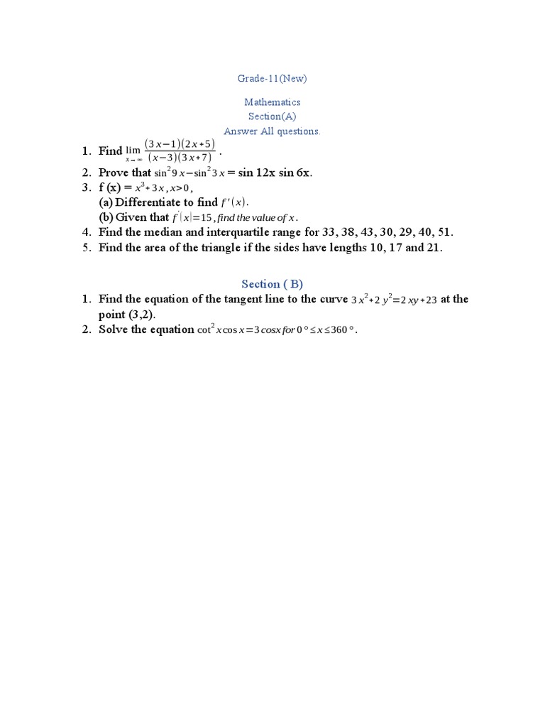 Grade 11 (New) Final Exam 1 | PDF