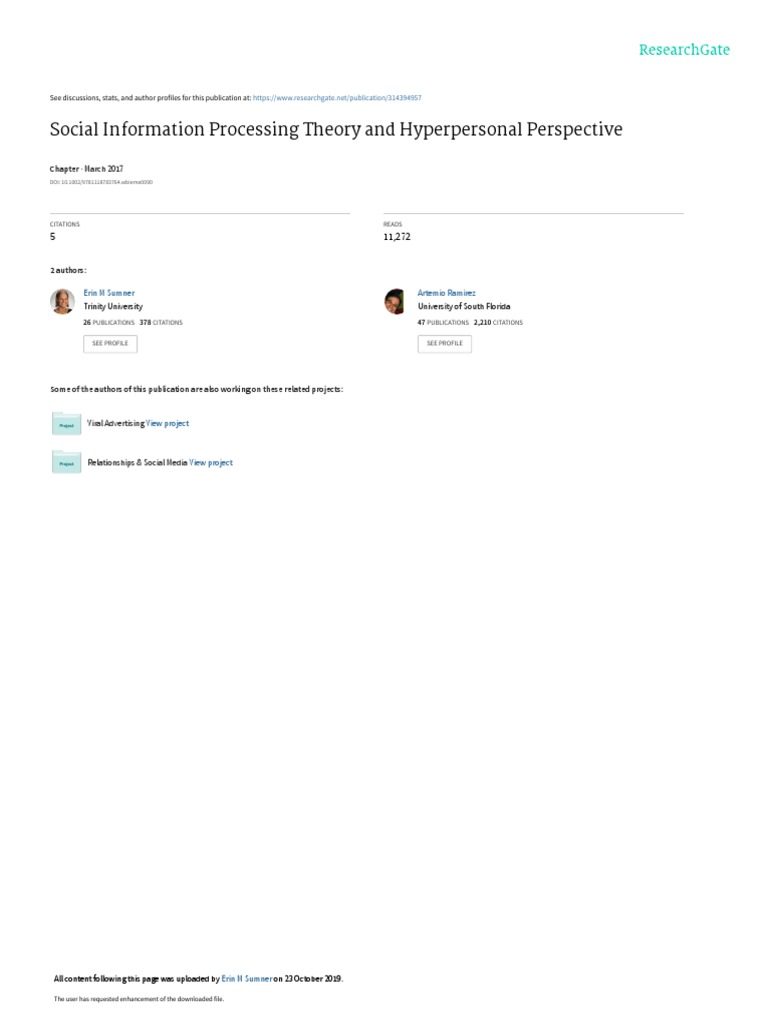 Hyperpersonal Communication Theory | PDF | Cognitive Science ...