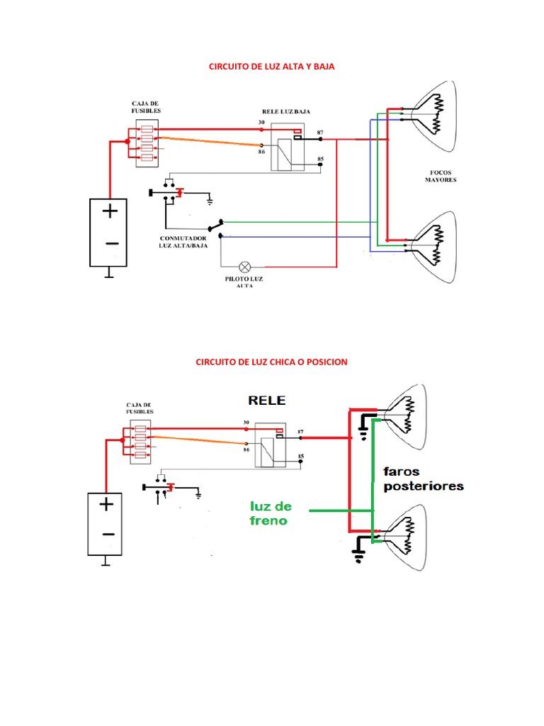 Circuito de Luz Alta y Baja, Chica y Direccionales | PDF