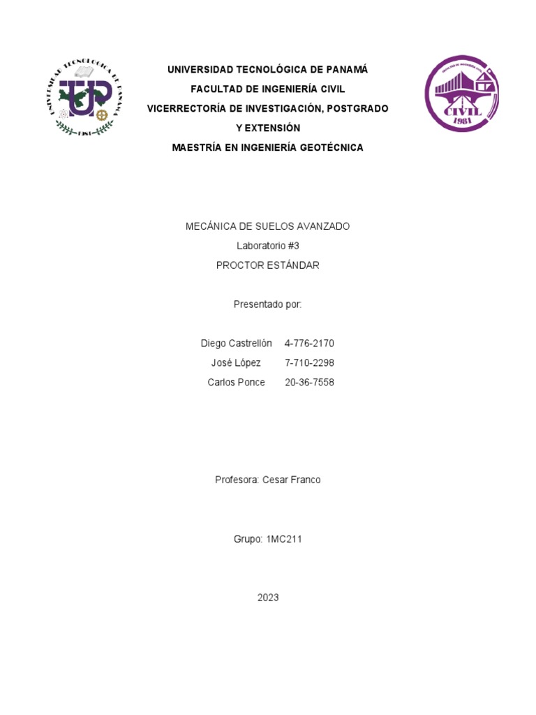 LAB #3 Proctor Estandar | PDF | Hogar, jardinería y bricolaje | Ciencia ...