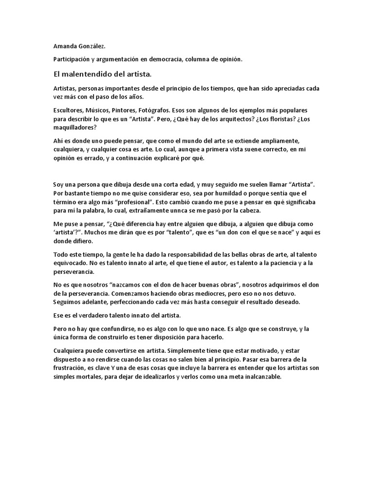 El Malentendido Del Artista | PDF