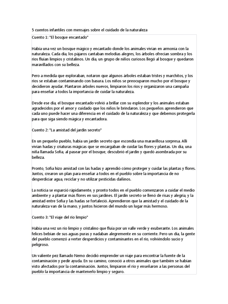 5 Cuentos Infantiles Con Mensajes Sobre El Cuidado de La Naturaleza | PDF | Naturaleza | Río