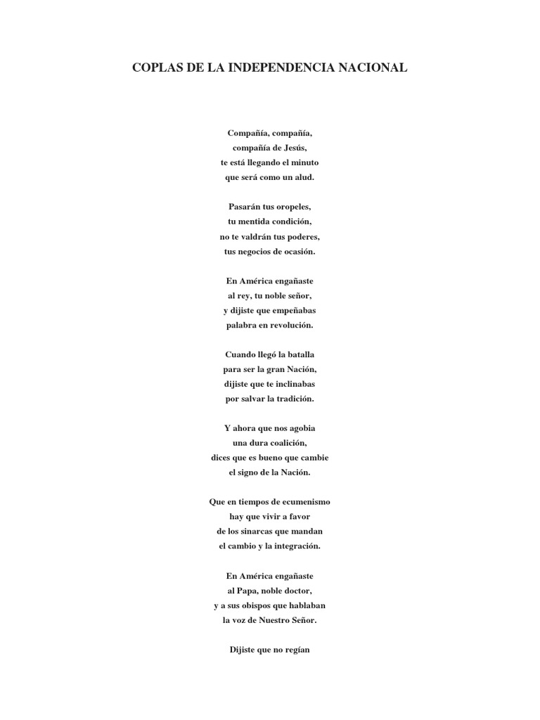 Carlos A. Disandro - Coplas de La Independencia Nacional | PDF