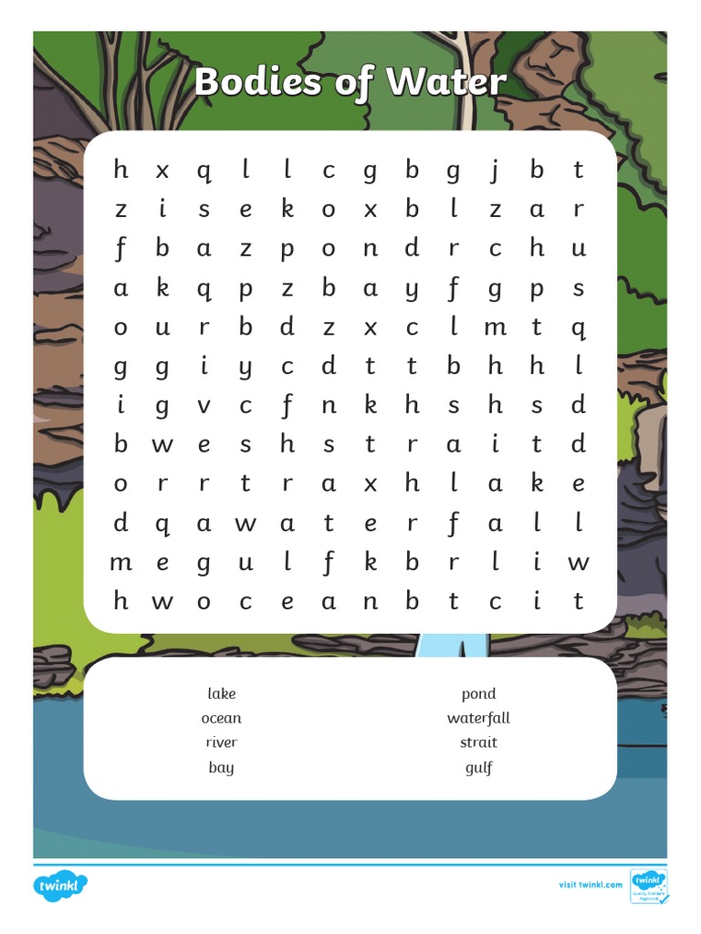 Bodies of Water Word Search English - Ver - 1 | PDF