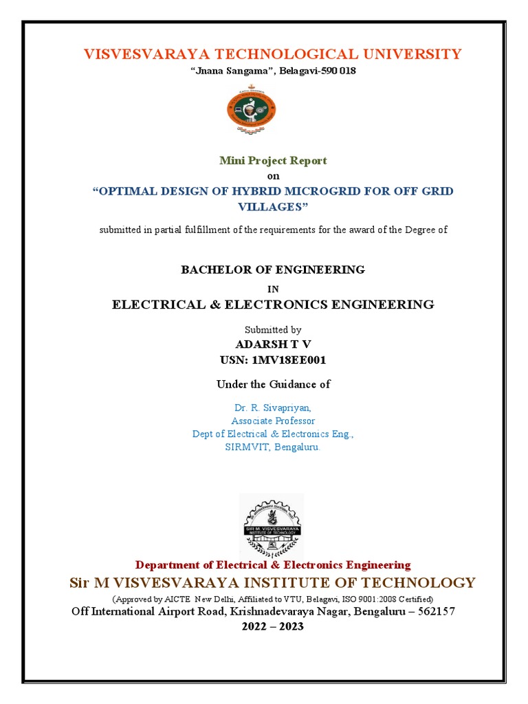 Cover Page - Project SirMVIT - 2022-23-2 | PDF | Photovoltaics ...