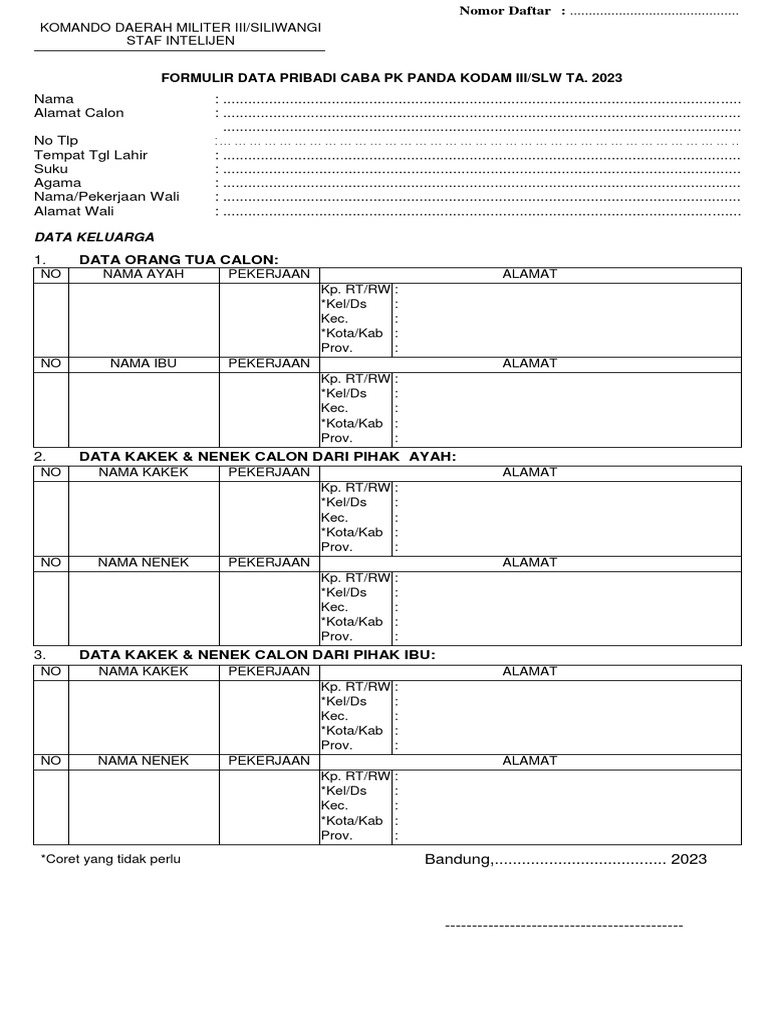 Formulir Data Pribadi | PDF