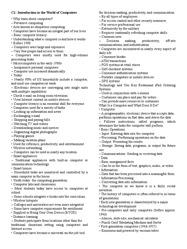 Computer Basics and Evolution | PDF | Byte | Laptop