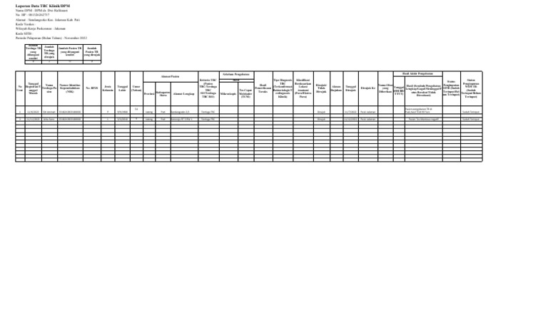 Laporan Data TBC DPM Dr. Dwi Rapita Nov | PDF