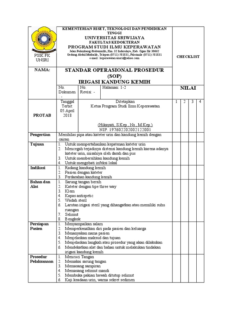 Format Sop Lab Skill Unsri | PDF | Kesehatan Holistik