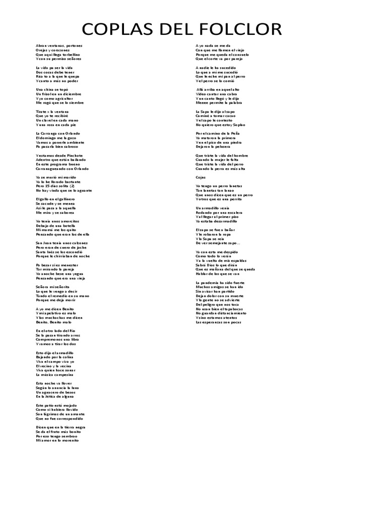 Coplas Del Folclor Colombiano | PDF