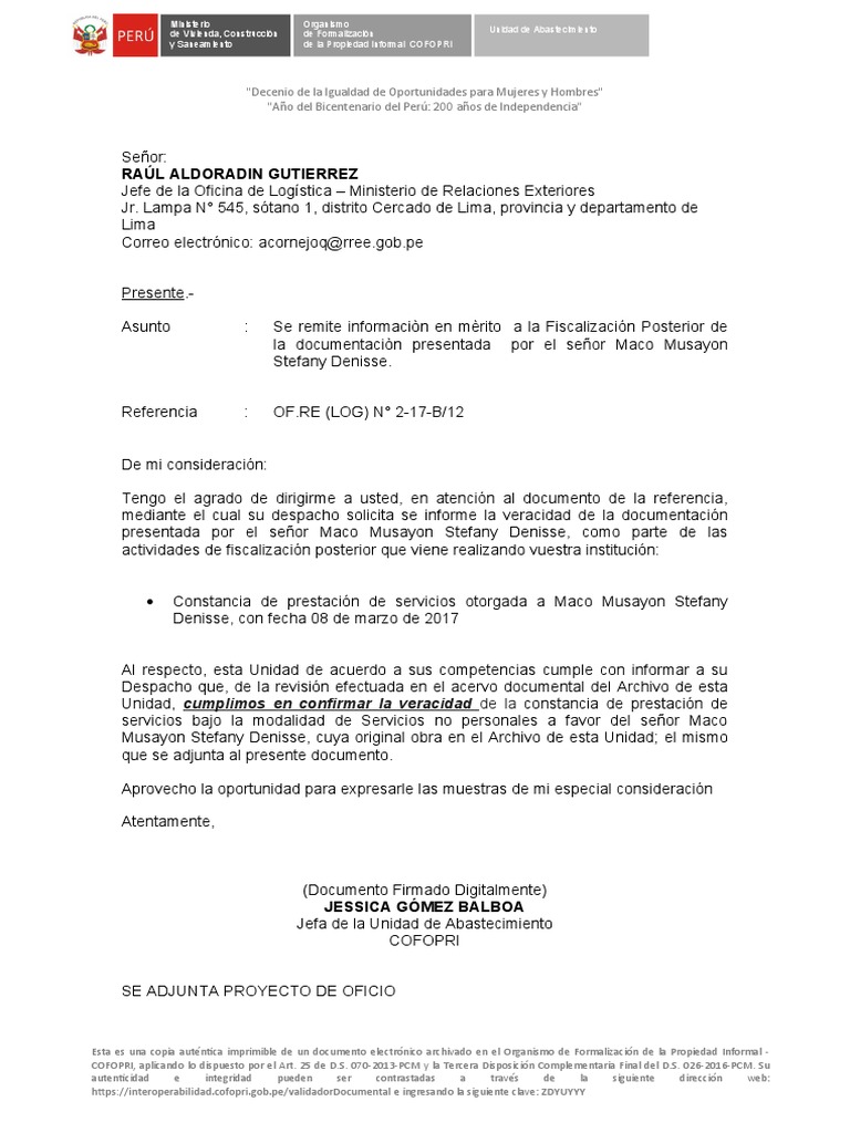 Proyecto de Oficio | PDF