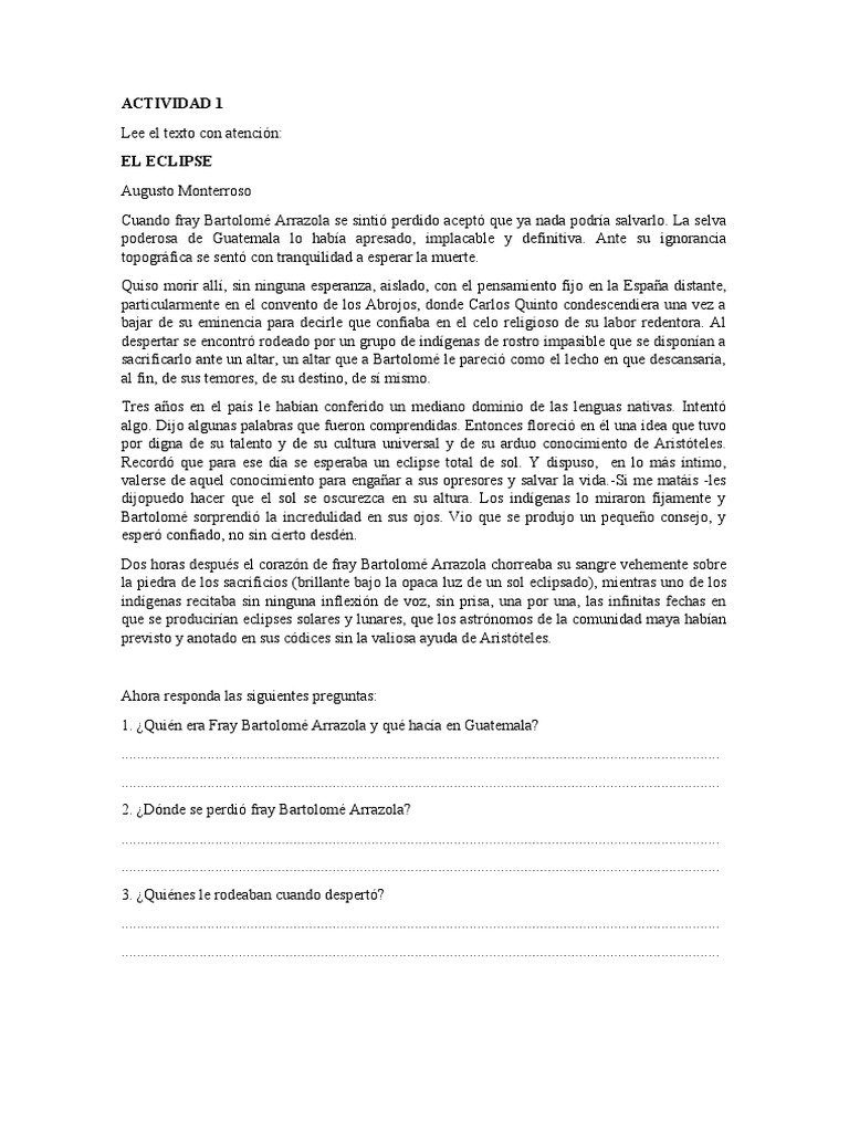 Actividades de Lectura | PDF