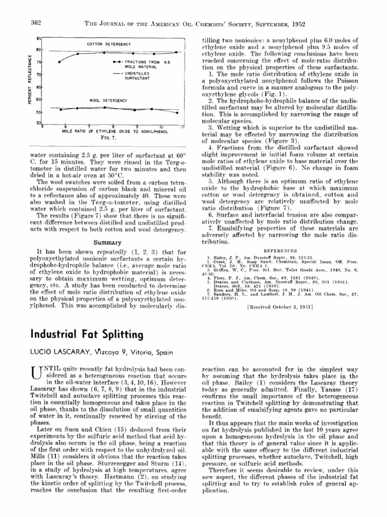 Lascaray1952 - INDUSTRIAL FAT SPLITTING | PDF | Catalysis | Chemical ...
