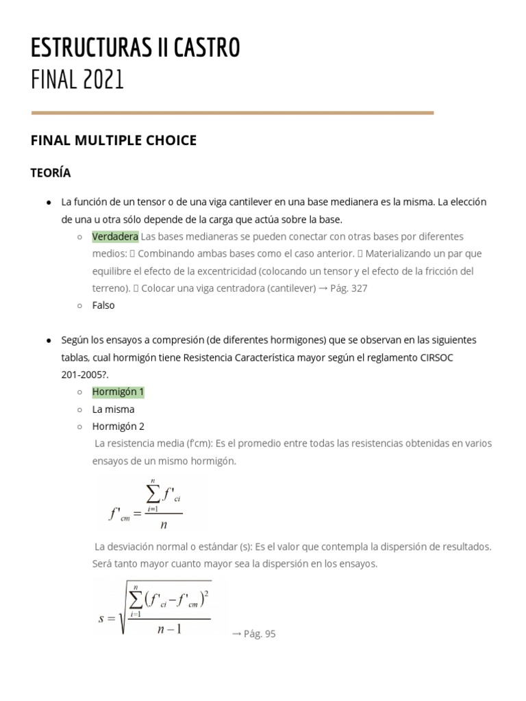 Final Estructuras 2 Castro | Descargar gratis PDF | Hormigón | Cemento