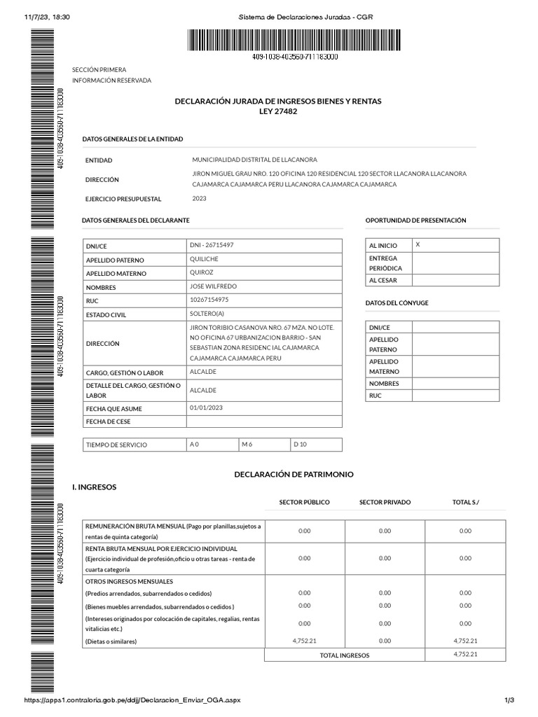 Sistema de Declaraciones Juradas - CGR | PDF | Economias | Dinero
