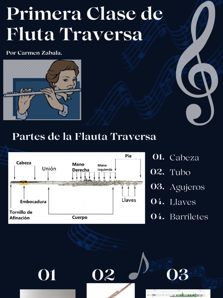 Primera Clase de Fluta Traversa | Descargar gratis PDF | Flauta | Instrumentos de viento de madera