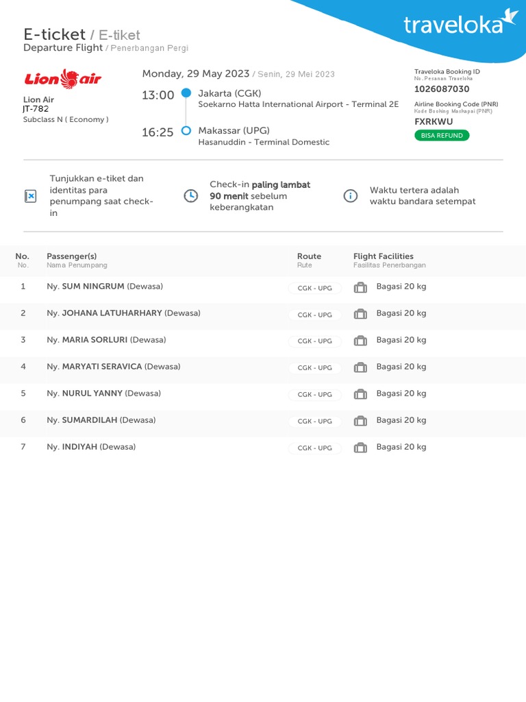 Sum Ningrum CGK Fxrkwu Upg Flight Originating | PDF