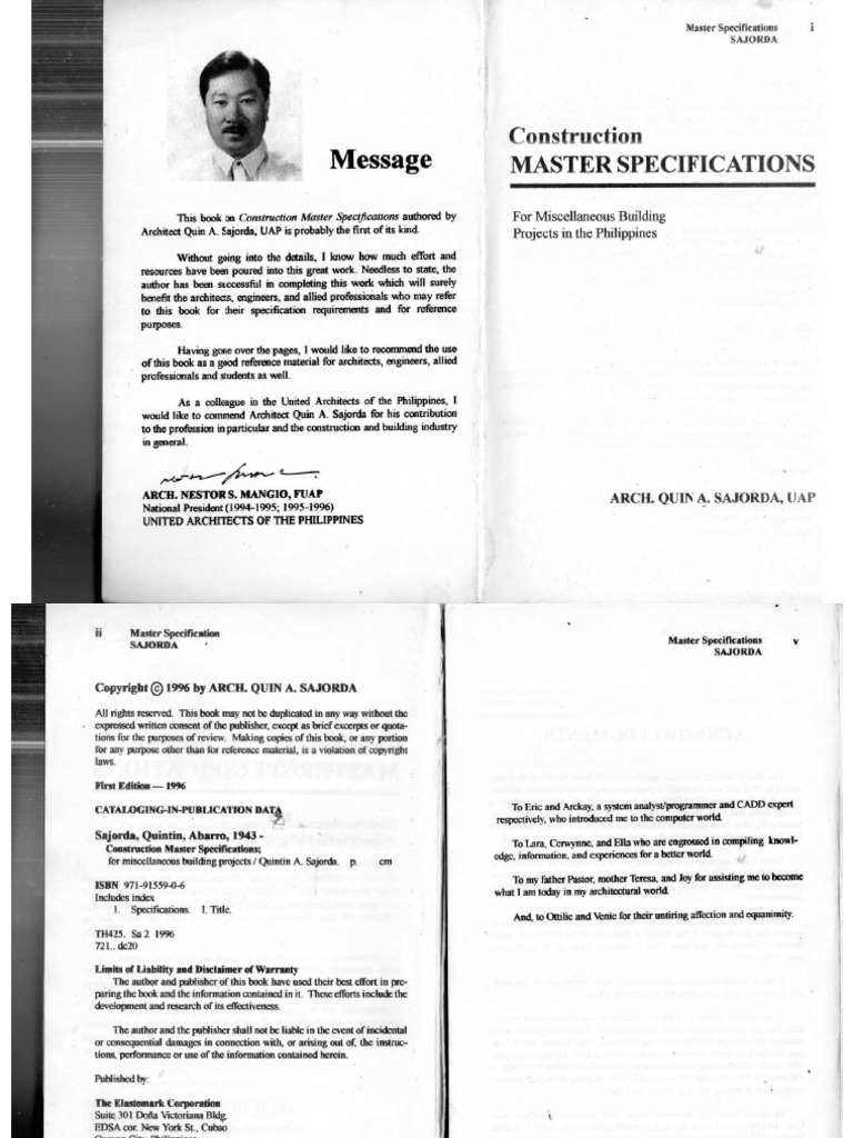 Construction Master Specifications - Arch. Quin A. Sajorda - Uap | PDF