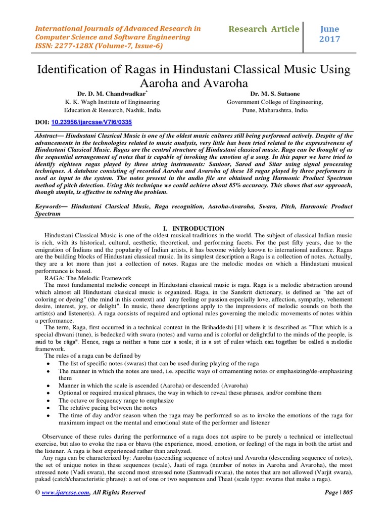 Identification of Indian Raagas | PDF | String Instruments | Classical ...