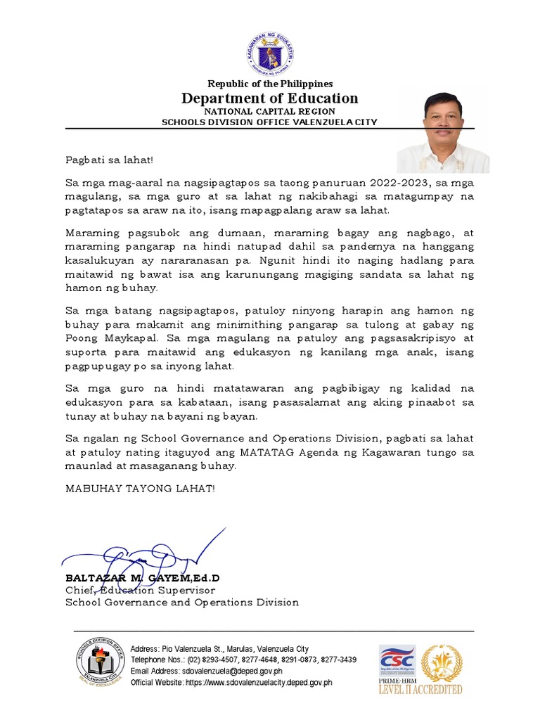 Graduation Message | PDF