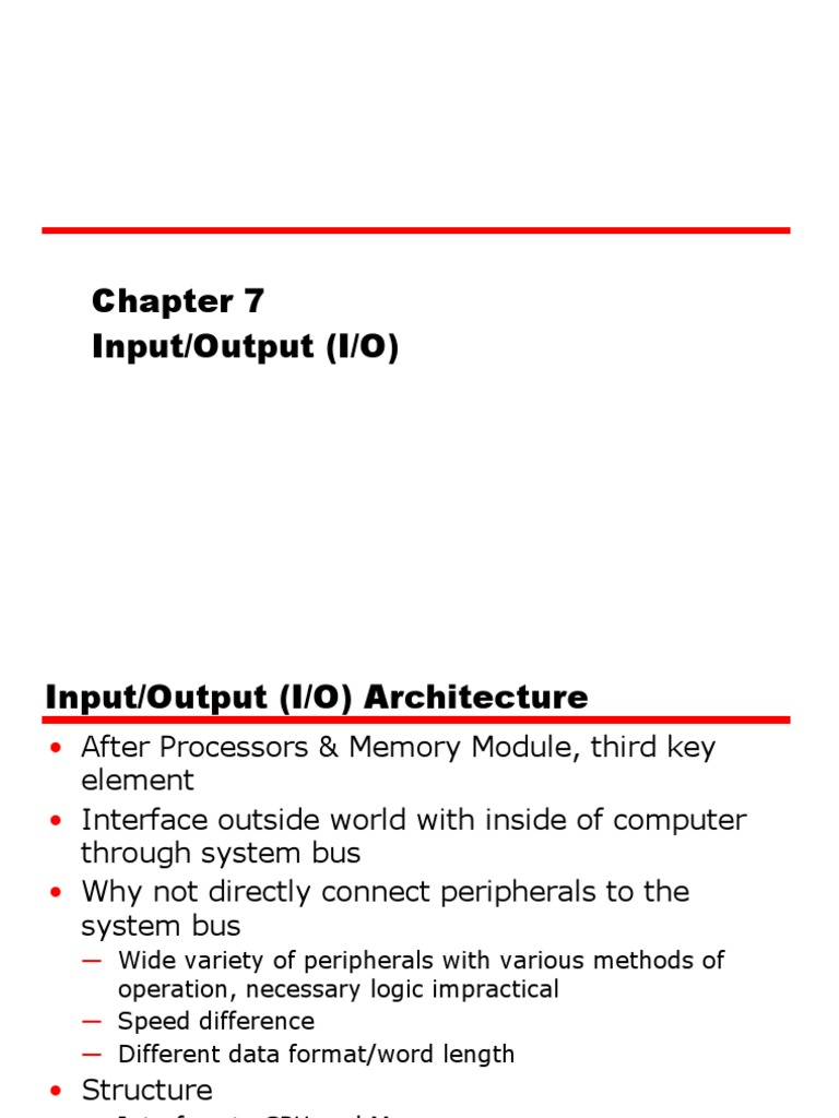 06 Chap7 Input Output Pdf Input Output Central Processing Unit