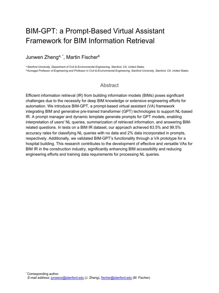BIM-GPT: A Prompt-Based Virtual Assistant Framework For BIM Information Retrieval | PDF ...