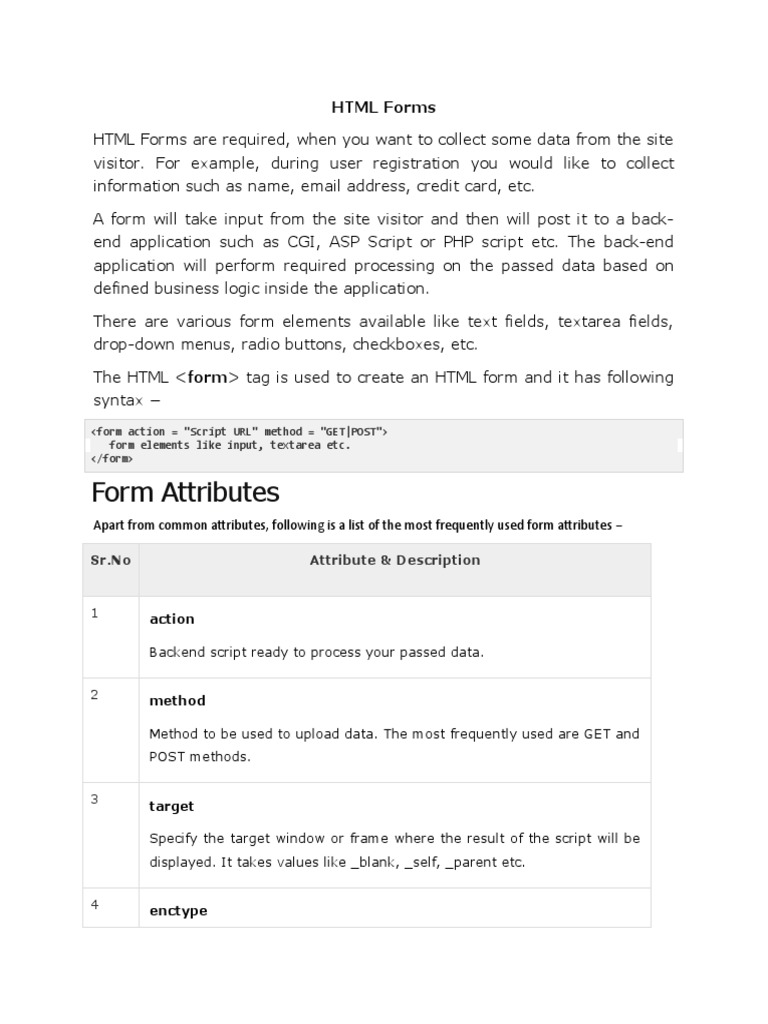 Unit III - HTML Forms | PDF | Html Element | Software Engineering Unit III - HTML Forms | PDF | Html Element | Software Engineering