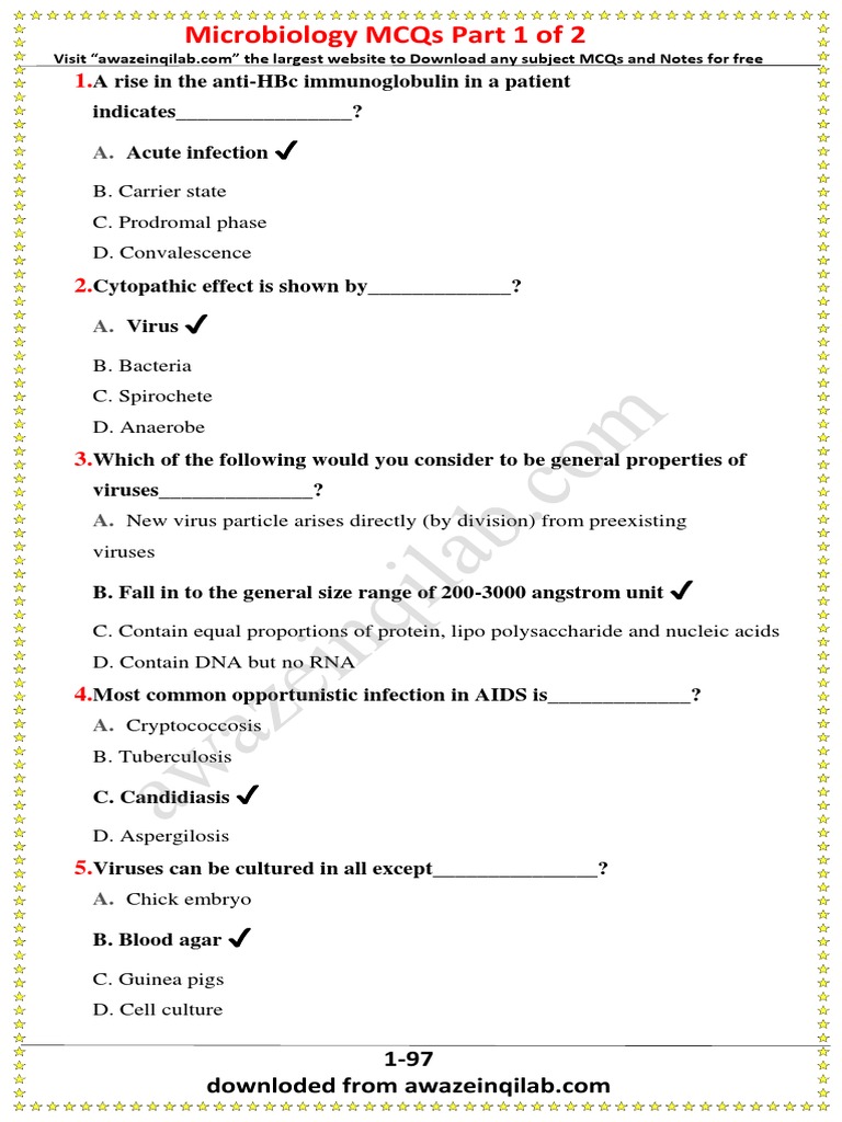 Microbiology Mcqs Part | PDF | Virus | Antibody