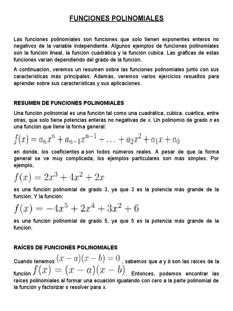 Funciones Polinomiales | PDF | Conceptos matemáticos | Análisis numérico